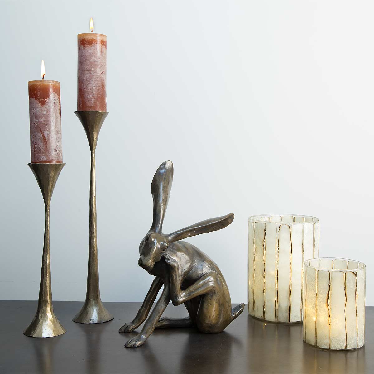 Scratching Hare Bronze Sculpture